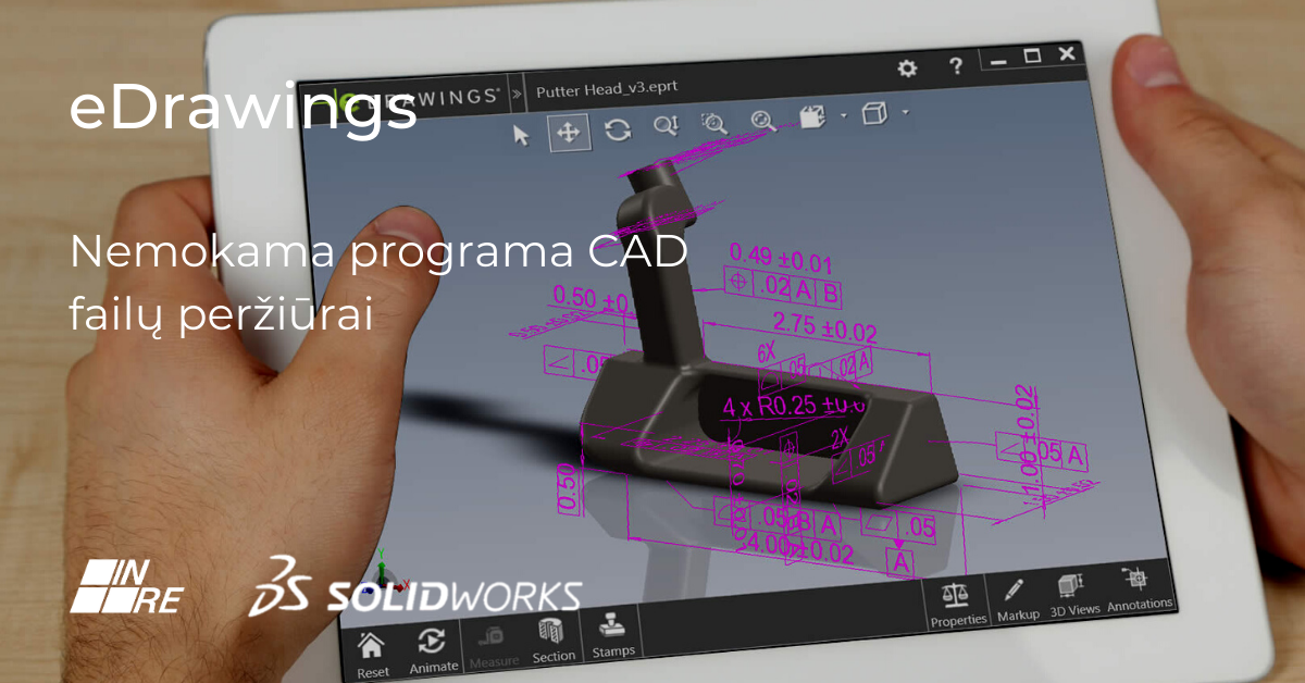 3D CAD peržiūra: SOLIDWORKS, Inventor, Catia, NX, STEP, IGES, DWG, DXF, Parasolid, ACIS